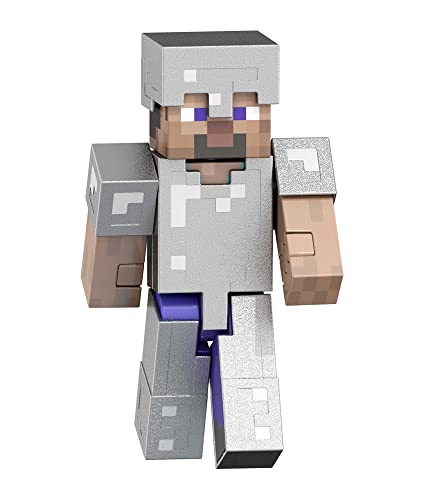 Mattel Minecraft Diamond Level Steve Action Figure & Die-Cast Accessories, Collectible Toy Inspired by Video Game, 5.5 Inch
