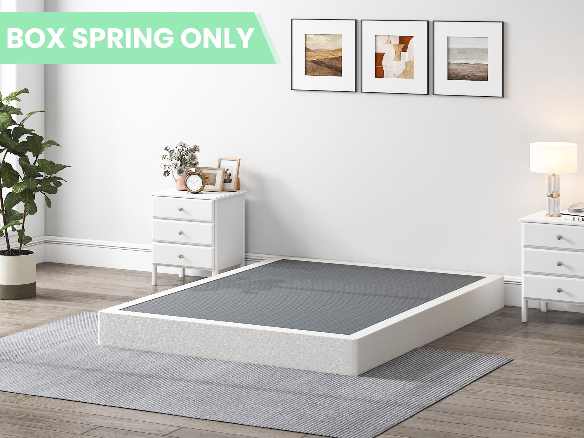 QEROMY Queen Box Spring - 7 in High Profile Box Spring for Queen Bed, Sturdy Metal Frame Mattress Foundation, Easy Assembly, Quiet & No Noise