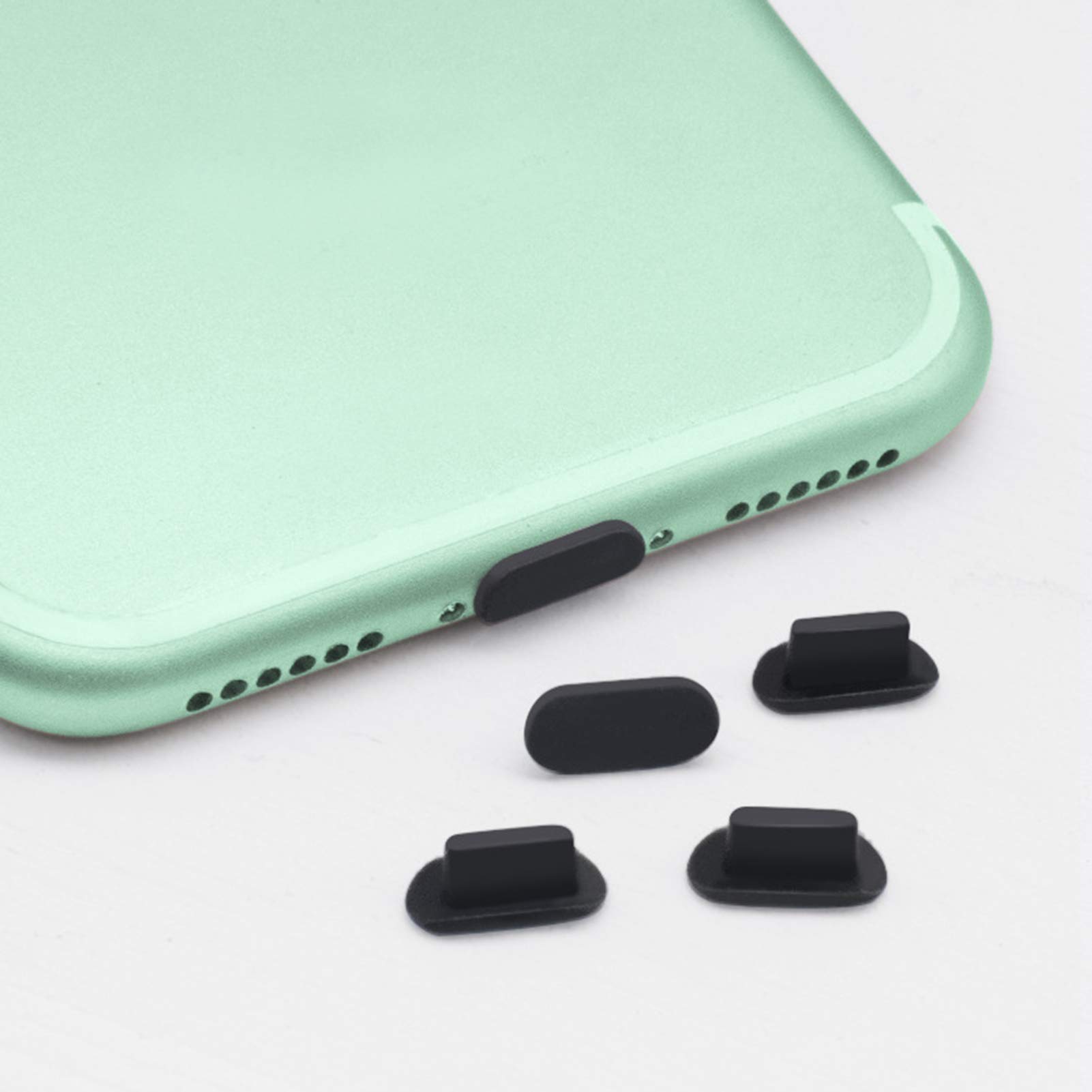 Silicone AntiDust Plugs for iPhones 13 12 Mini Pro Max 11 iPads AirPod, 5pcs Lightnings Charging Port Cover Compatible with iPhones X, XS, XR, 8, 7, 6 Plus Black