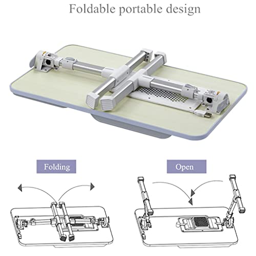 MJWDP Foldable Computer Table Portable Ajustable Laptop Desk Table with Cooling Fan for Bed Can be Lifted Standing Desk Home Furniture (Color : D)