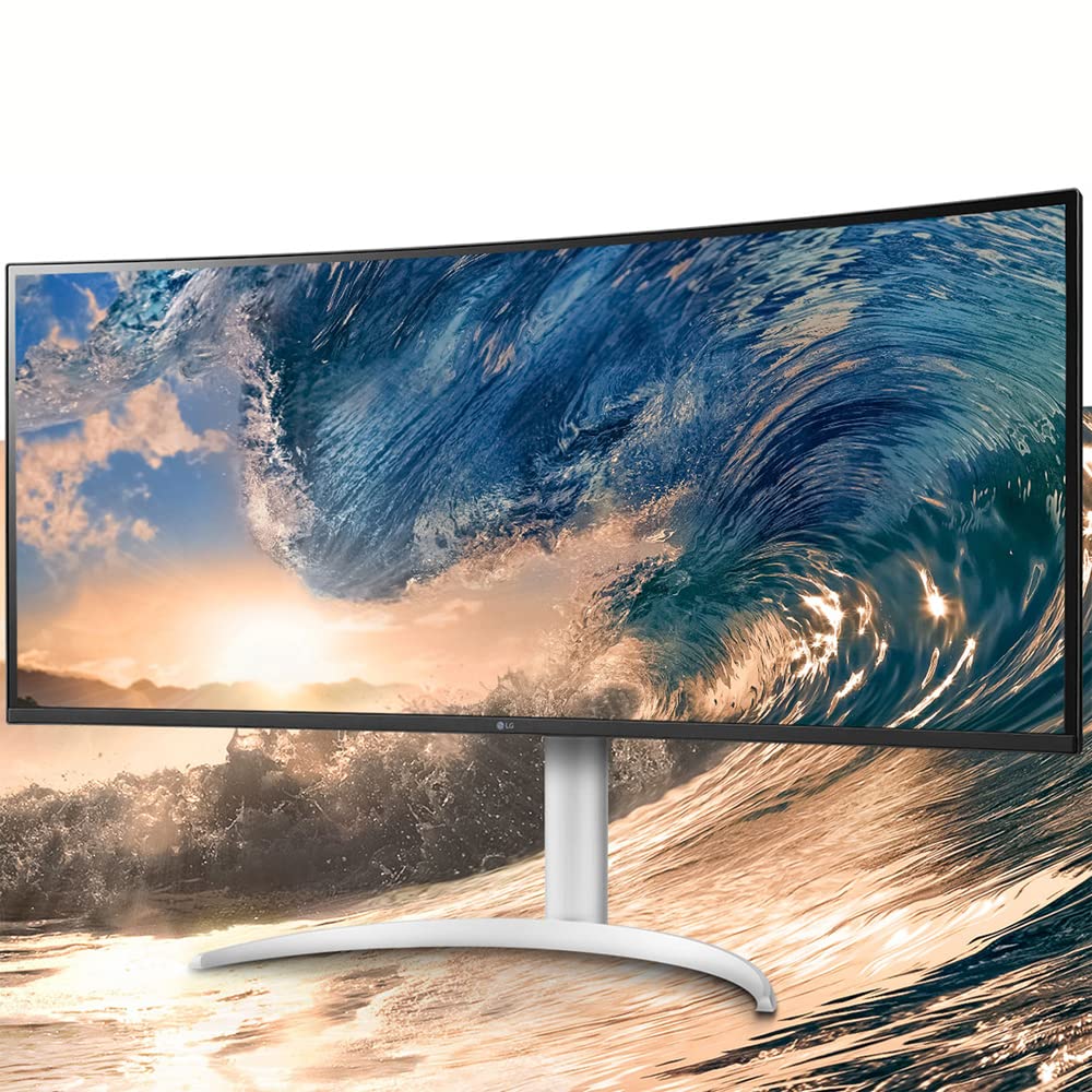 LG 38WP85C-W 38" Curved 21:9 UltraWide QHD 3840x1600 PC Monitor Bundle with 3 YR CPS Enhanced Protection Pack and Microsoft 365 Personal 15 Month Subscription