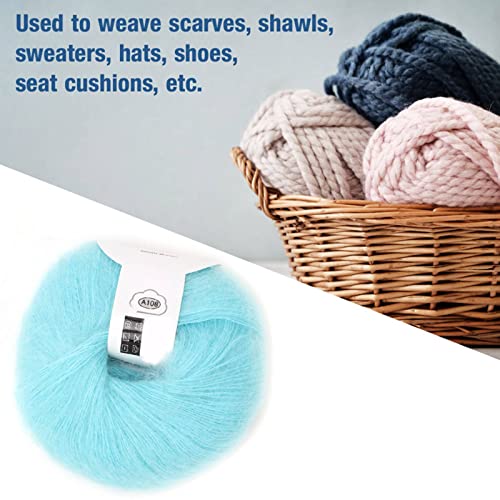 Knitting Tool, Pashm Knit Pins Quilting Pins Angora Long Wool Yarn Hot Popular Soft Mohair Sewing and Embroidery Craft Collection (07 Water Blue)