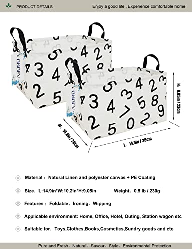 ONOEV 2 Pack Rectangular Fabric storage box,decorative basket and finishing basket with handle are used for the storage of clothes,books and sundries(2 Pack Black number)