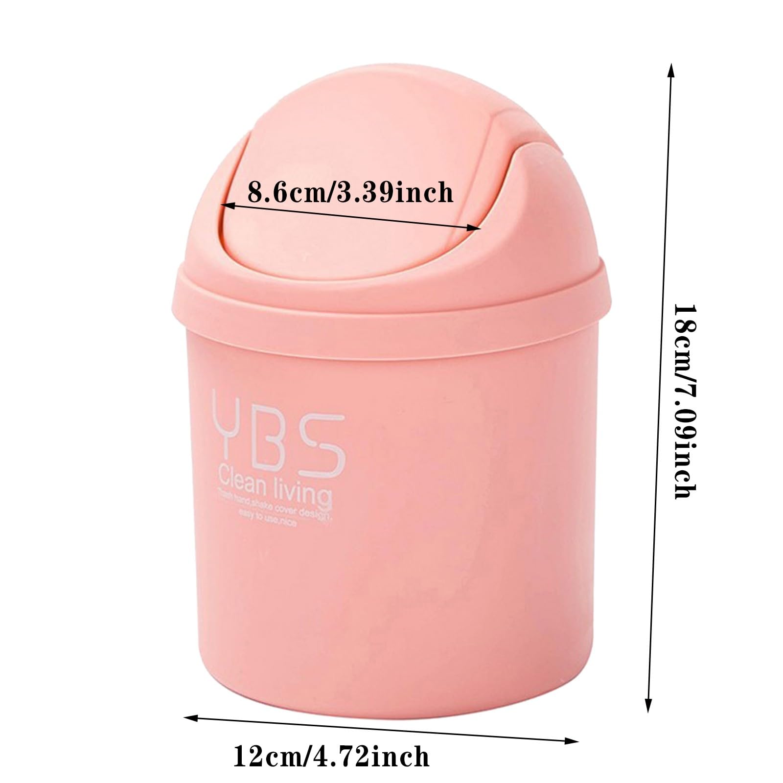 luezkyoig Desktop Mini Trash Can 0.5 Gallon Modern Plastic Round Mini Wastebasket Trash Can Waste Garbage Bin with Swing Lid for Home Office Kitchen Vanity Tabletop Bedroom Bathroom Dining Table