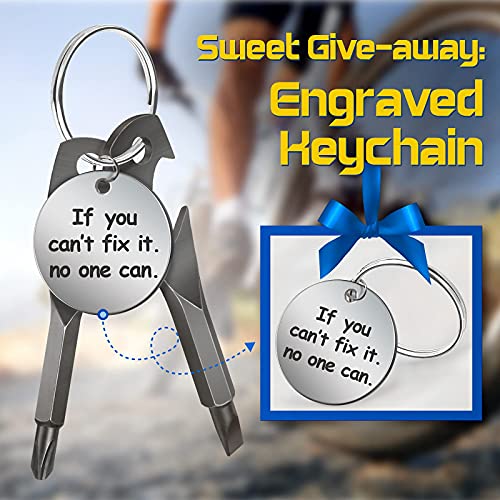 Keychain Screwdriver Tool Stocking Stuffers Gifts for Men - Portable Key Shaped Pocket Screw Driver Gadgets EDC Multi Tool for Outdoor Repair - Hex Wrench Phillips Flathead Bottle Opener Key Ring