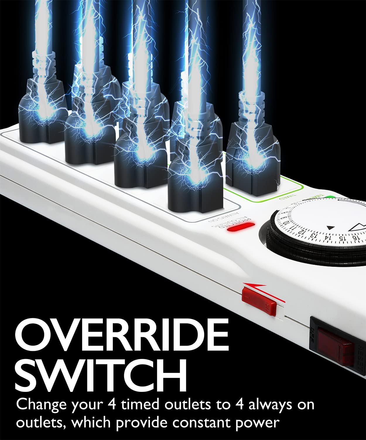 Fosmon Reptile Light Timer, 8-Outlet Timer Power Strip with Surge Protector, Mechanical Timer Extension Cord for Reptile Cage, Aquarium, Terrarium, Bearded Dragon/Reptile Habitats Tanks etc