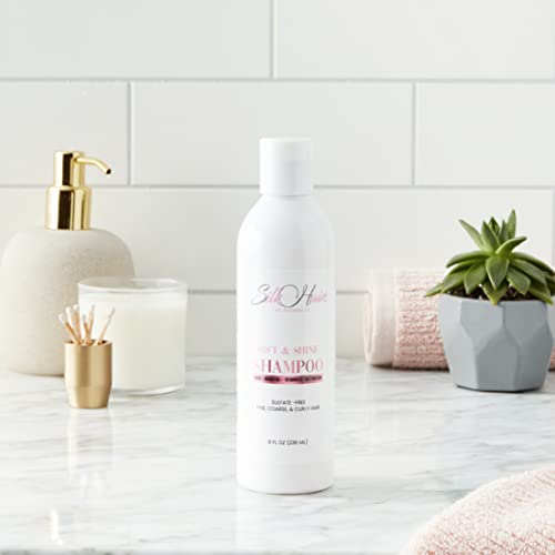 Silk Hair by Andrea D. Soft & Shine Shampoo For Women, Men, And All Hair Types, Boost Protection From Damaged Hair And Improves Shine And Softness, Sulfate Free 8OZ