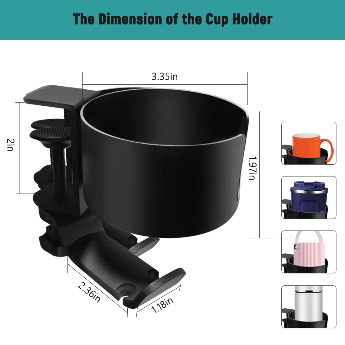 Desk Cup Holder, Sturdy 2-in-1 Anti-Spill Cup Holder for Desk or Table with 360° Rotatable Headphone Hanger, Durable Table Cup Holder with Cable Organizer,Holding Coffee Mups,Water Bottles,Headphones
