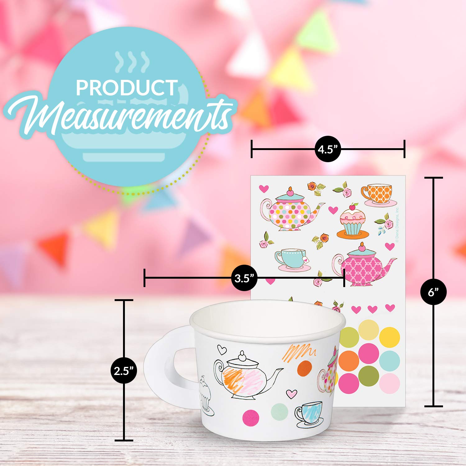 Creative Converting Tea Time Tea Party Decorate Your Own Favor Cups (2-Pack: 12 ct)