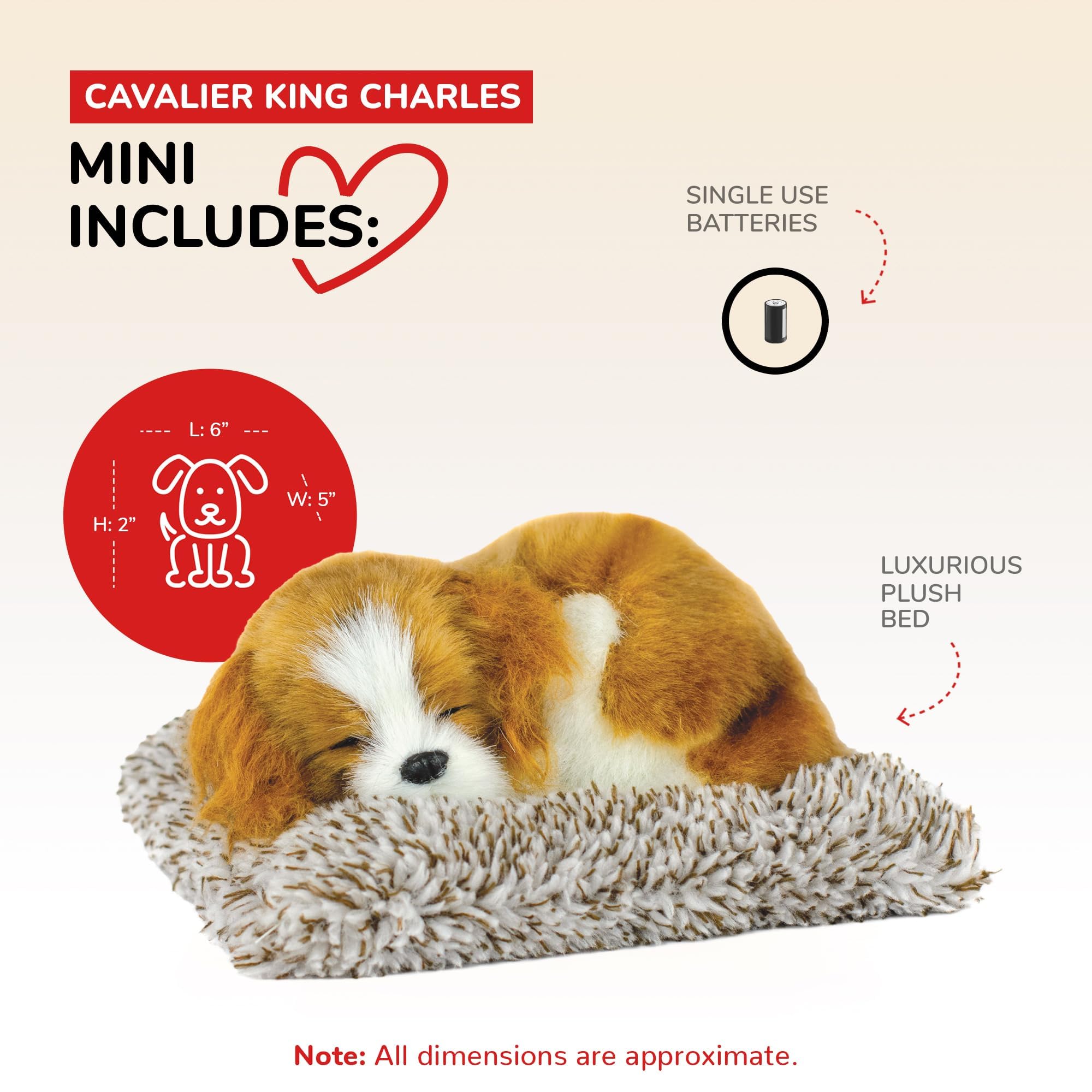 Perfect Petzzz Mini Cavalier King Charles, Realistic Battery-Operated Dog Toy, Calming Companion for Kids & Elderly