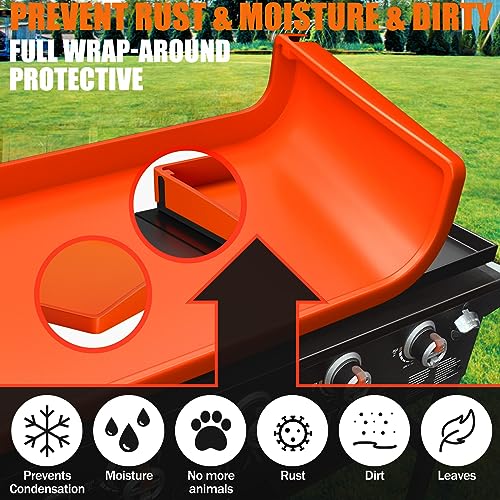 likjhbn 36 inch Griddle Cover for Blackstone, Silicone Grill Mat Blackstone Accessories Full Wrap-Around Protective Top Cooking Surface Protector Outdoor-Orange GJD-36-C
