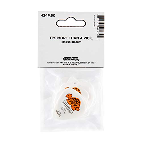 Dunlop Tortex® Wedge, White/Orange, .60mm, 12/Player's Pack