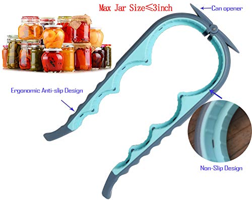 Inaouril Jar Opener Gripper, 5 in 1 Multi Functional Can Opener Bottle Opener Kitchen helper Kit with Silicone Handle Easy to Use for Children, Elderly Weak Hands and Arthritis Sufferers Set of 2