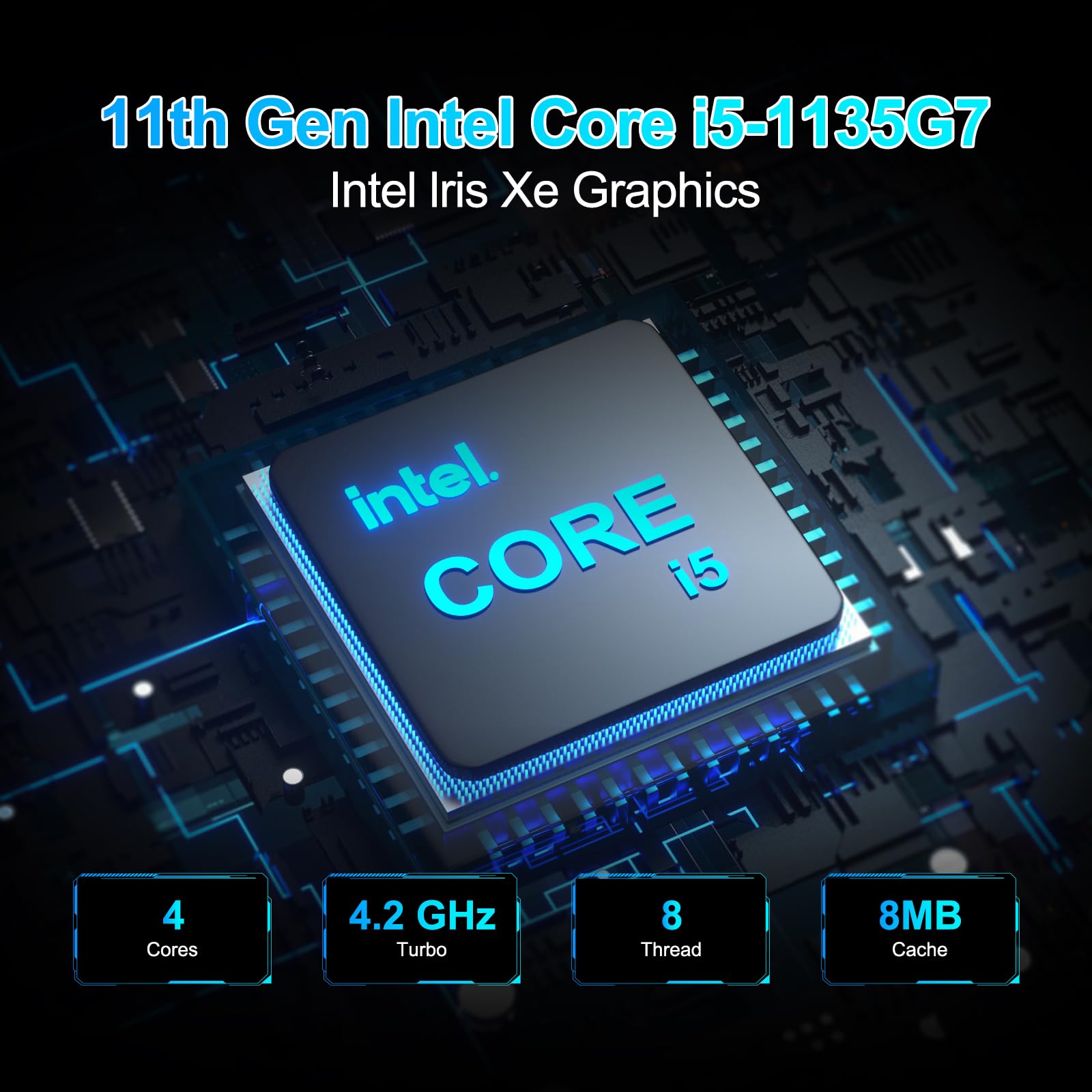 Intel NUC 11 NUC11PAHi5 Panther Canyon Mini PC,Intel Core i5-1135G7 4-Core, 2.4–4.2 GHz Turbo,8 Thread, 8MB Cache,Kingston 16GB RAM, Kingston 256GB PCIe SSD, 28W Intel Iris X Graphics, Win 11 Pro