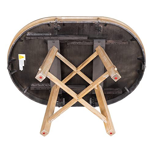 KoiHome, Farmhouse Extendable 16" Leaf, Modern Round Family Dinner, Seats up to 6, Indoor/Outdoor Dining, Kitchen Table (Natural Wood Wash)