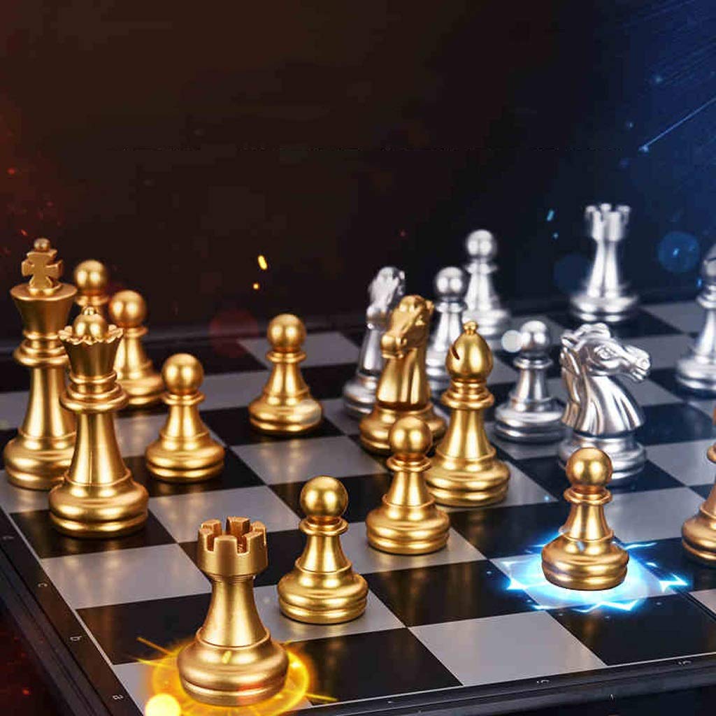 GOOFFY Chess 18.5 Inches Large Chess Magnetic Travel Chess Set with Folding Chess Board, Chess Plastic Portable Folding Chess Board, Travel Chess Board Game Sets, Chess Rules Game for Adults Kids ches
