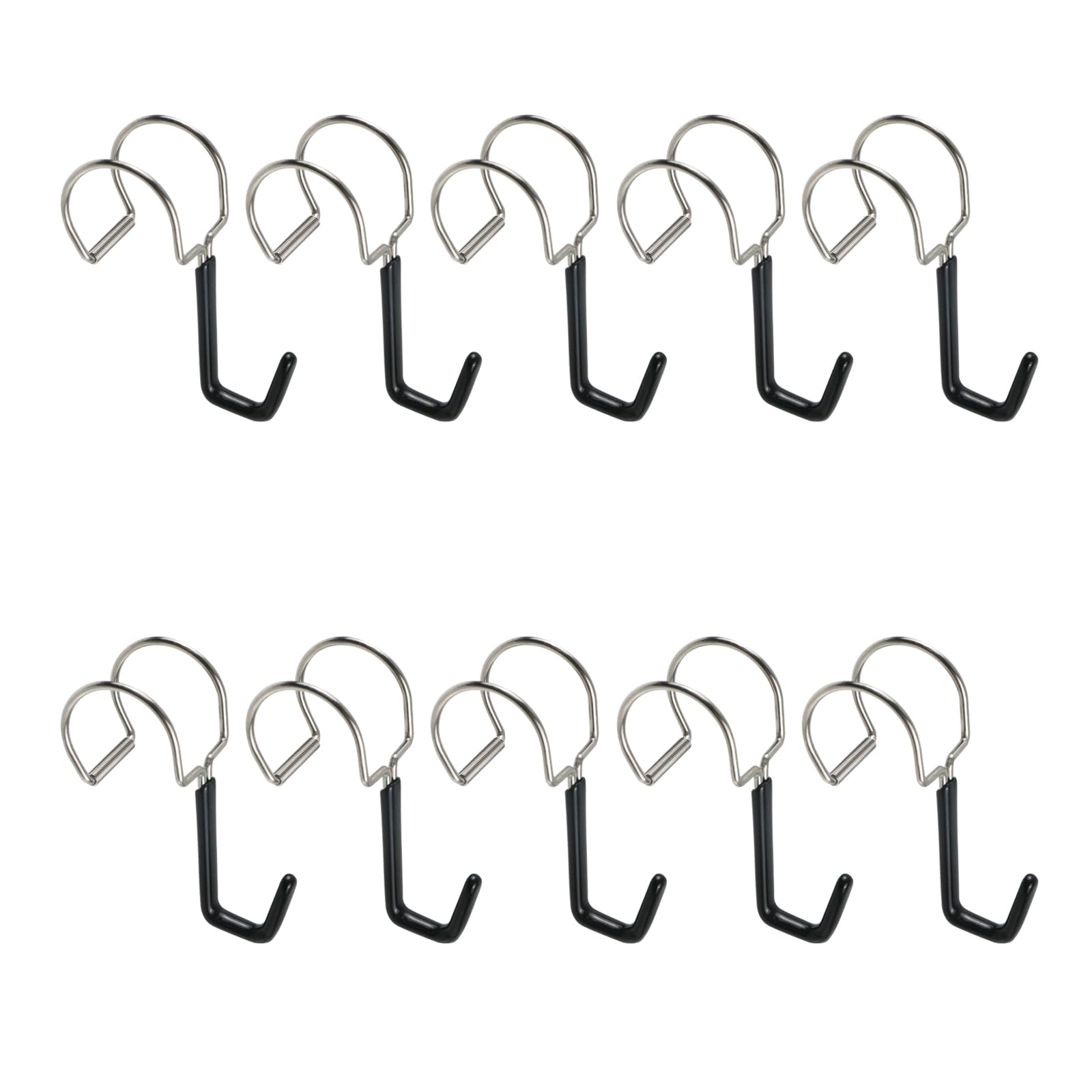 MY MIRONEY 10PCS Over Rod Hook Stainless Steel Over Rod Rail Towel Holder Vinyl Coated Shower Hooks for Rack Shelf Closet Hooks, Fits 0.91"-1.02" Diameter Rod