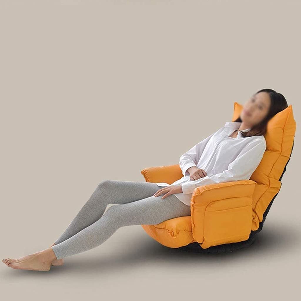 DCOT Adjustable Folding Lazy Sofa Floor Chair Leisure Sofa Bed with Recliner and Pillows Rotatable Game Chair, Comfortable Cushioned Back