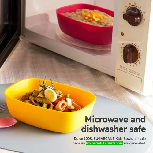 Sugarcane Kids Bowls 5Pack (27oz) - Natural Plastic Dishes for Toddler to Big Kids - Fried Rice & Noodles β Microwaves & Dishwasher Safe β BPA Free, Unbreakable, Reusable - Multi