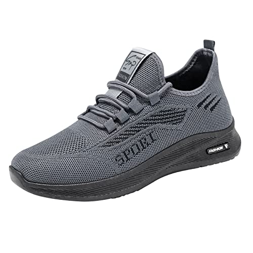 FASDNENDYS Fashionable Autumn Men Sports Shoes Flat Fly Woven Mesh Breathable Comfortable Mens Air 1 Low Sneaker Size 7 Grey