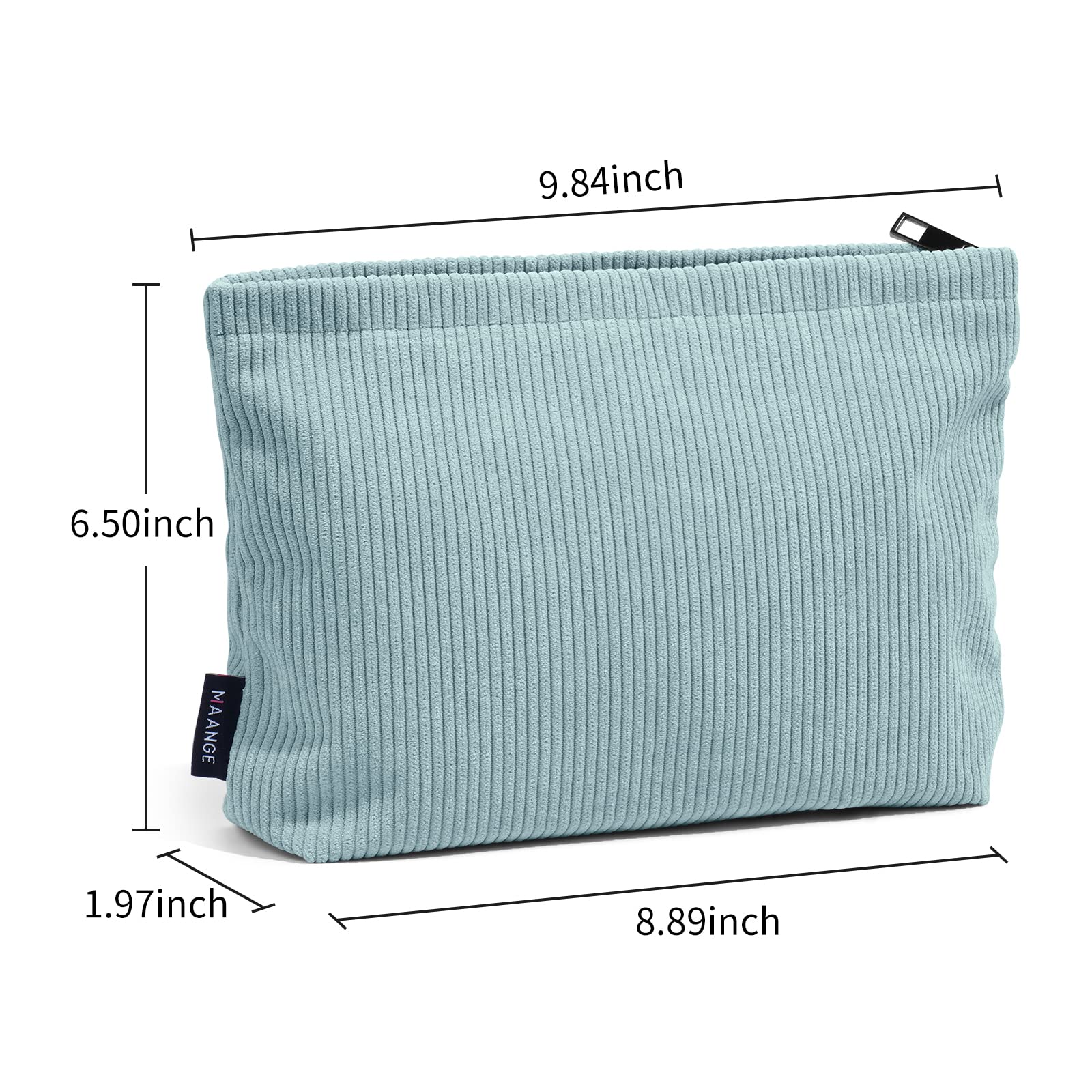 MAANGE Small Makeup Bag For Purse, Travel Cosmetic Bag Makeup Pouch Corduroy Portable Versatile Zipper Pouch For Women (GREEN)