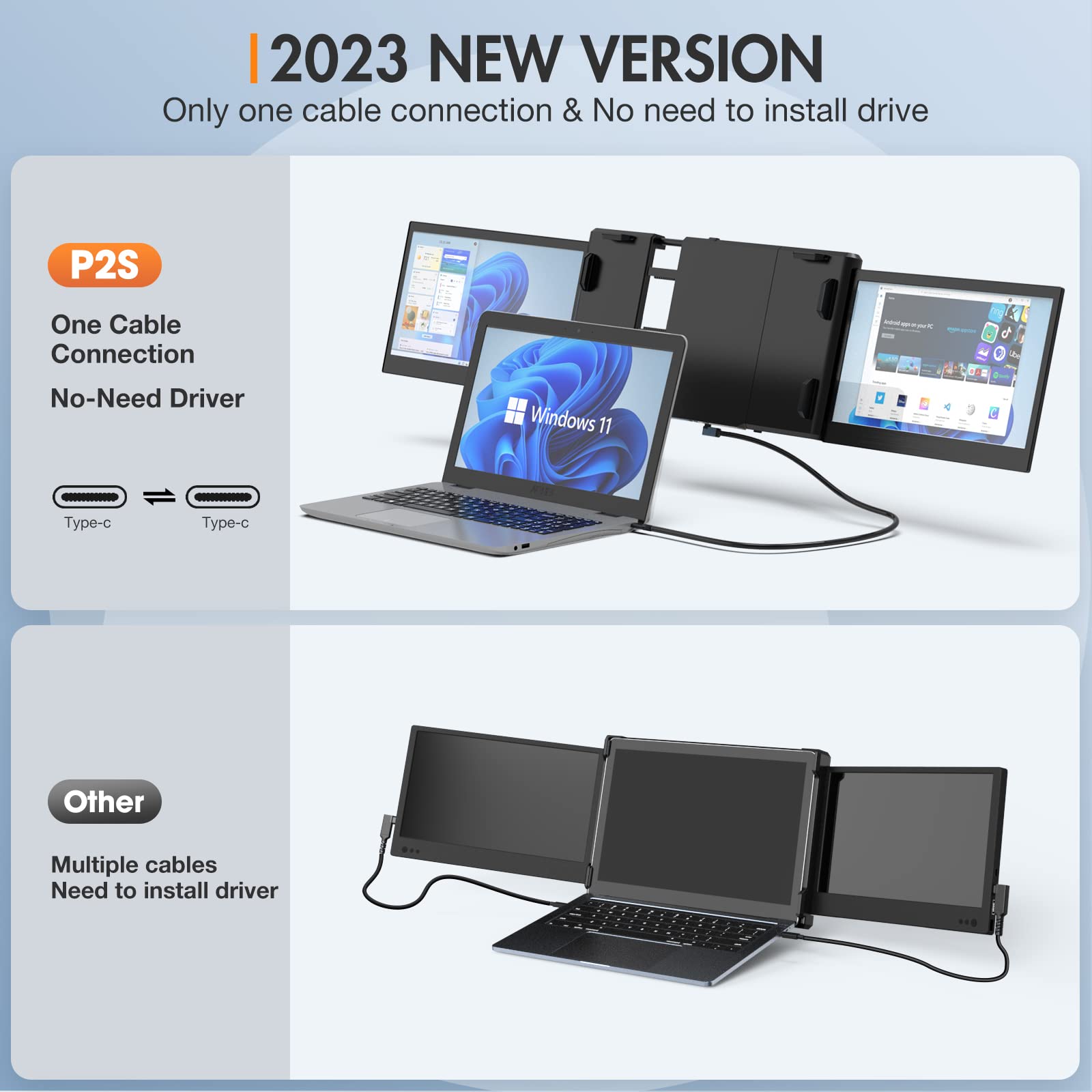 FLYTOCCA 12'' Laptop Monitor Extender, Portable Monitor for Laptop, 1080P Full HD IPS Laptop Screen Extender, Plug and Play No Driver, for 13.3β-16.5β Windows Laptop