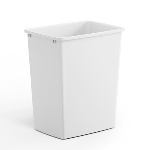 LuminaLumber 35 Quart Kitchen Trash Can, Plastic Wastebasket Waste Bin, Lightweight Slim Garbage Can for Kitchen, Bathroom, Living Room, White - 1PCS