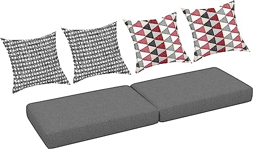 Creative Living Outdoor Bench/Settee/Swing Cushion with Four Patio Decorative Pillows, 59'', Grey