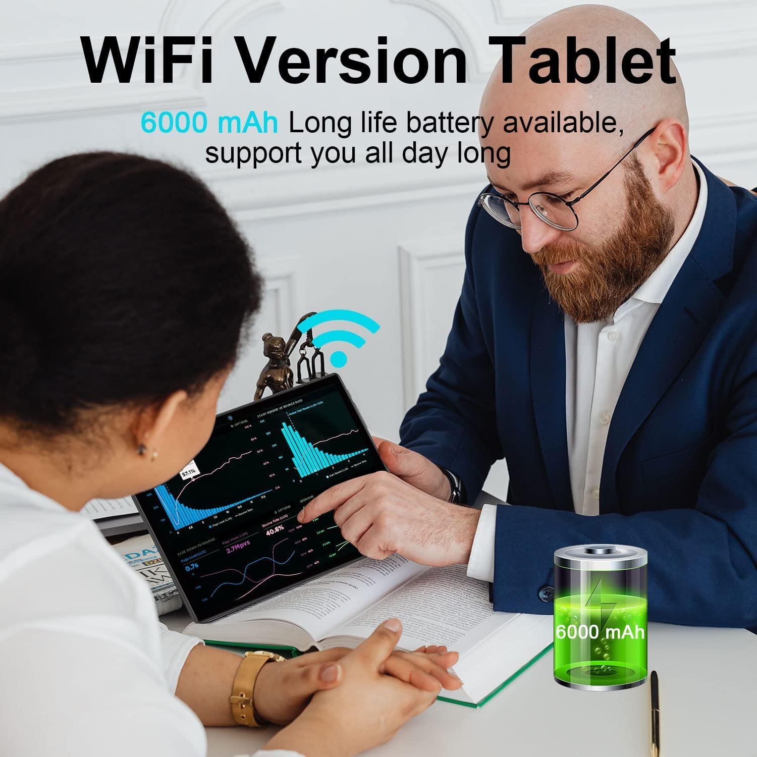 DUODUOGO Android Tablet 10 Inch Newest Quad-Core Processor, 4GB RAM 64GB ROM, 256GB Expandable, WiFi Android 11 Tablet, Dual Camera, 6000mAh, Bluetooth (Gray)