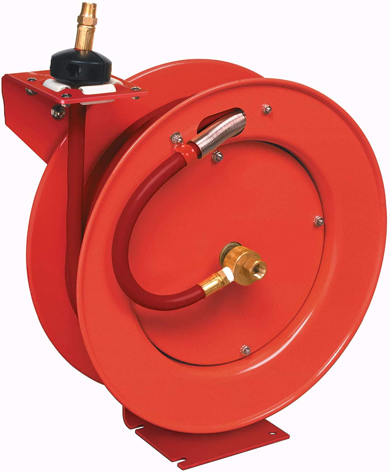 Lincoln 83753 Value Series Air and Water 50 Foot x 3/8 Inch Retractable Hose Reel, 1/4 Inch NPT Fitting, Slotted Mounting Base, 5-position Adjustable Outlet Arm