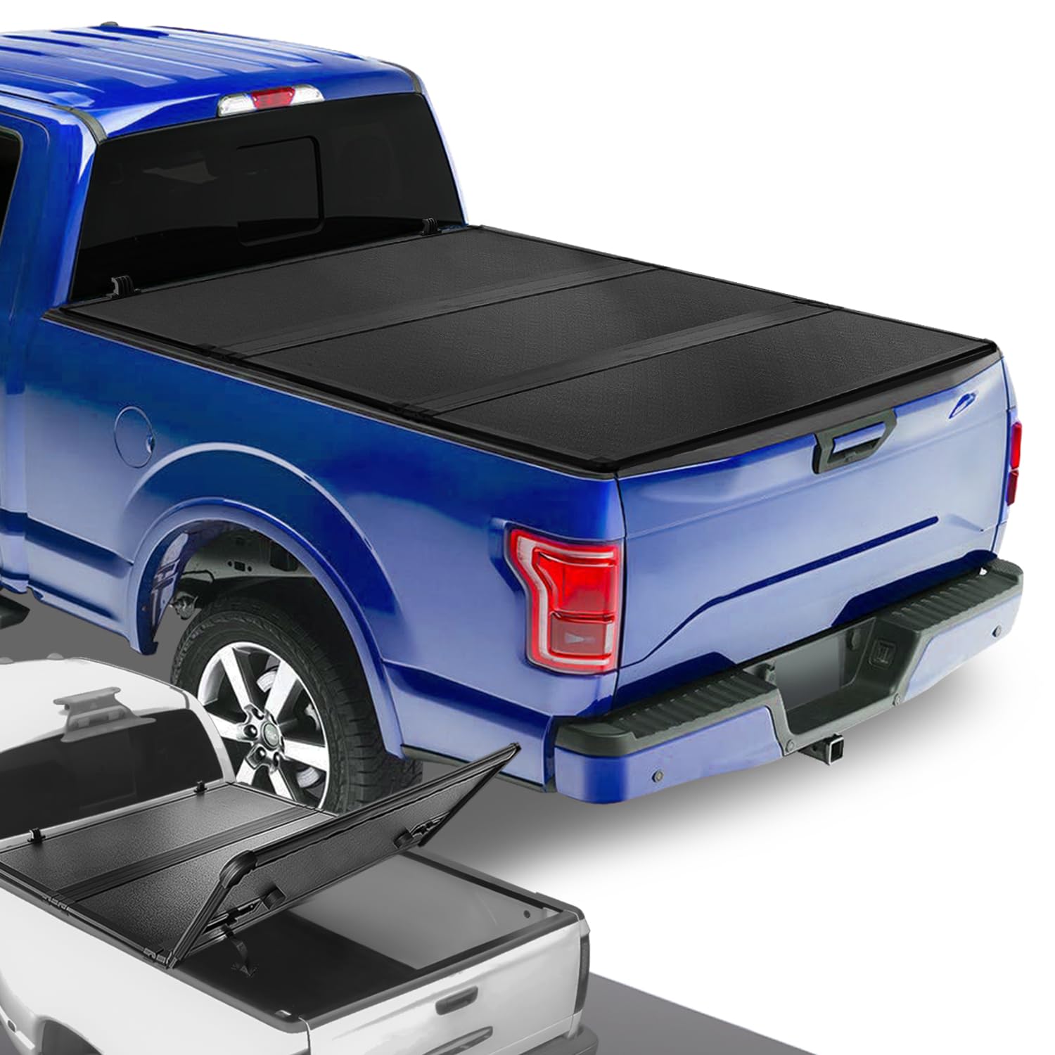 DNA MOTORING New Upgrade Truck Bed Top Hard Solid Tri-Fold Tonneau Cover Compatible with 04-14 Ford F-150 5.5Ft Bed, TTC-HARD-001