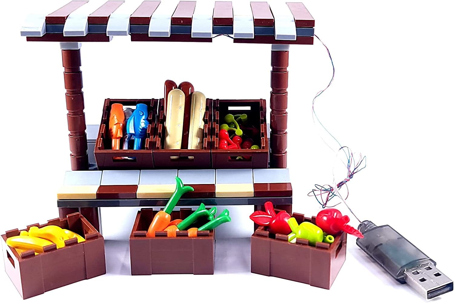General Jim's Modular Building Blocks City or Restaurant Themed Toy Bricks Sets (Farmers Market Fruit Stand)