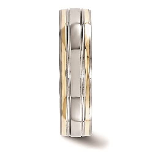 Diamond2Deal Edward Mirell Titanium and 14k Gold 6mm Miligrain Wedding Band Ring