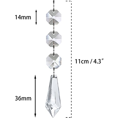 Jishi Hanging Crystals 30-Pack Centerpieces Decorations Garland Chandelier Crystal Beads Strings, Clear Acrylic Icicle Christmas Decor Clearance Tree Ornaments, Dangle Prisms Diamond Gem Jewel Strands