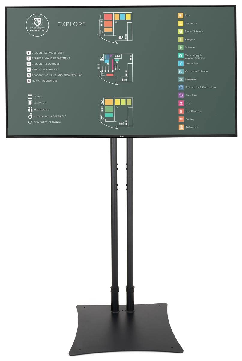 Displays2go 88 x 29 Inches Tall Flatscreen Stands, Supports 32-70 Inch Flat Screen Televisions, Steel Construction β Black (DSTANDBK)