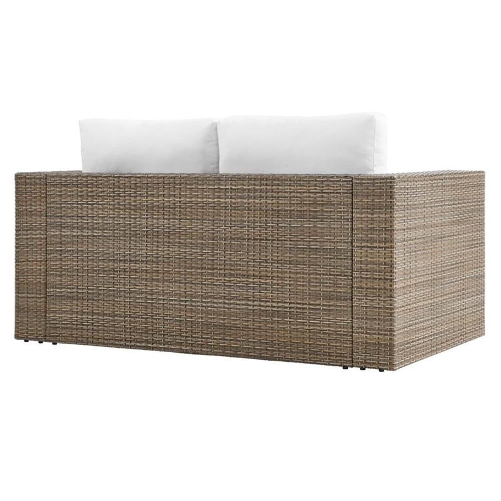 Modway Convene Outdoor Synthetic Rattan Loveseat in Cappuccino/White
