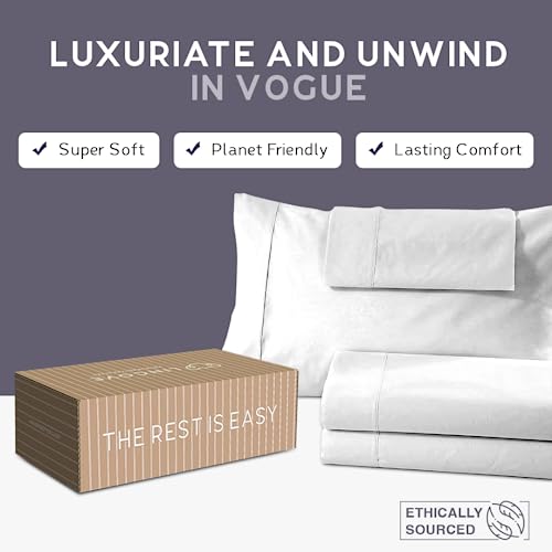 Lincove 100% Cotton Sateen 4 Piece Bed Sheet Set – 400 Thread Count, Ultra Soft Luxury Sheets with 15” Deep Pockets - Includes 1 Fitted Sheet, 1 Flat Sheet, 2 Pillowcases (King, White)