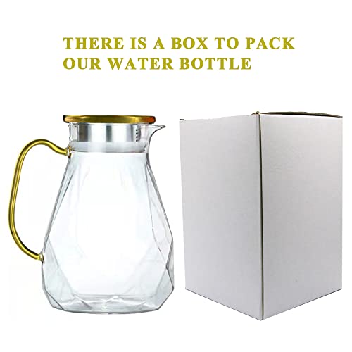 Jitejoe Glass Pitcher 61oz Large Carafe with Lid Easy Clean Heat Resistant Borosilicate Boiling Glassware Water Jug for Juice,Milk,Coffee,Ice Iced Tea,Lemonade,Cold or Hot Beverages (61oz Carafe)