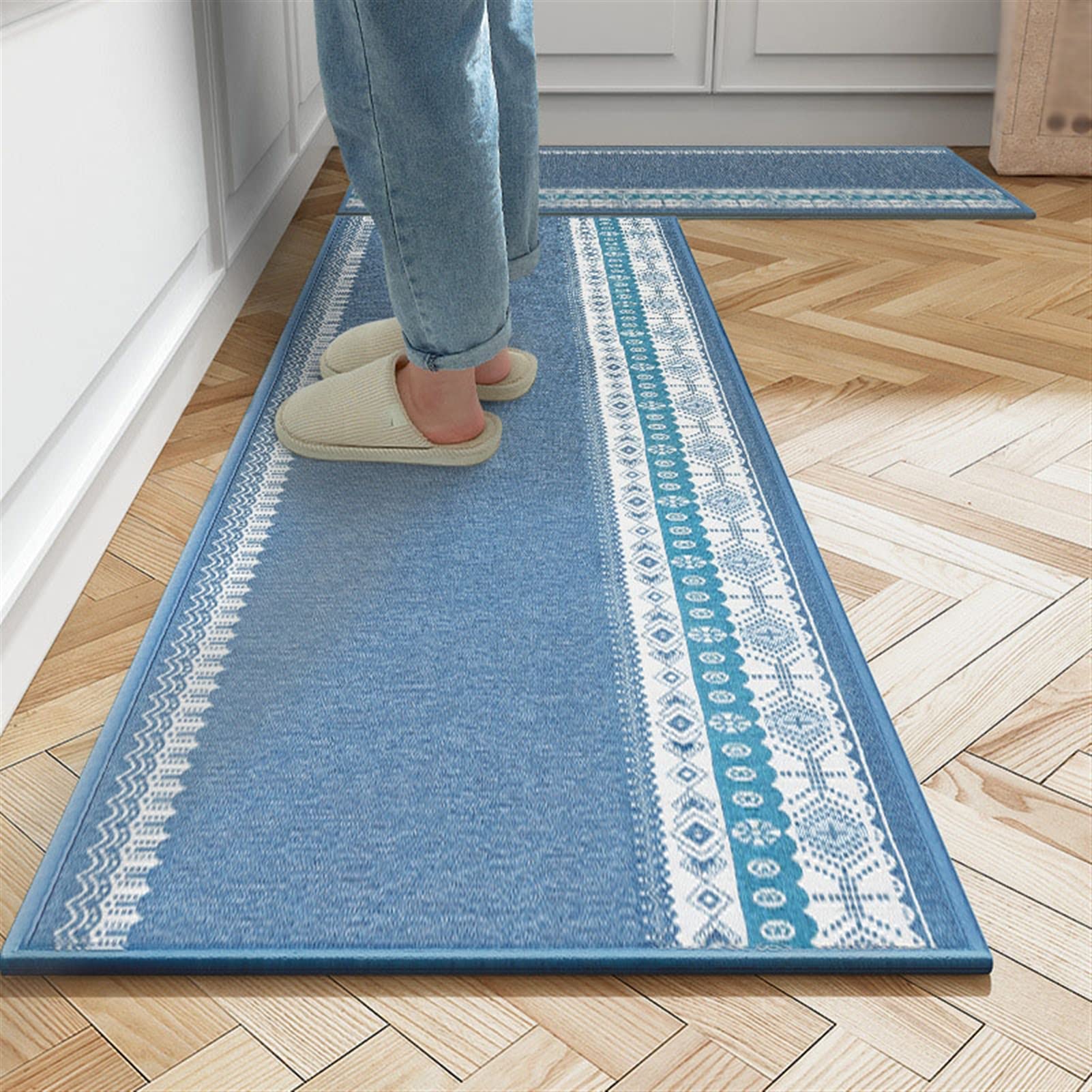 GIBZ Kitchen Mat Cushioned Anti-Fatigue Kitchen Rug Waterproof Non-Slip Home Décor Floor Mats for Standing Near Sink Bathroom Kitchens Desk Runner Laundry, Brown Grey, 20x80