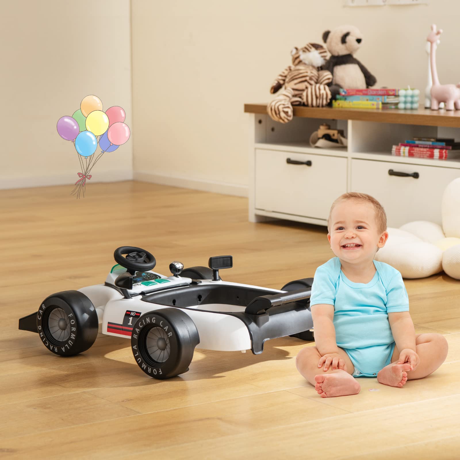 GLACER 4-in-1 Baby Walker, Folding Infant Walker with Adjustable Height & Speed, Music Box with Light, Steering Wheel, Soft Cushion, Toddler Toy Activity Center for Babies Aged 6-18 Months