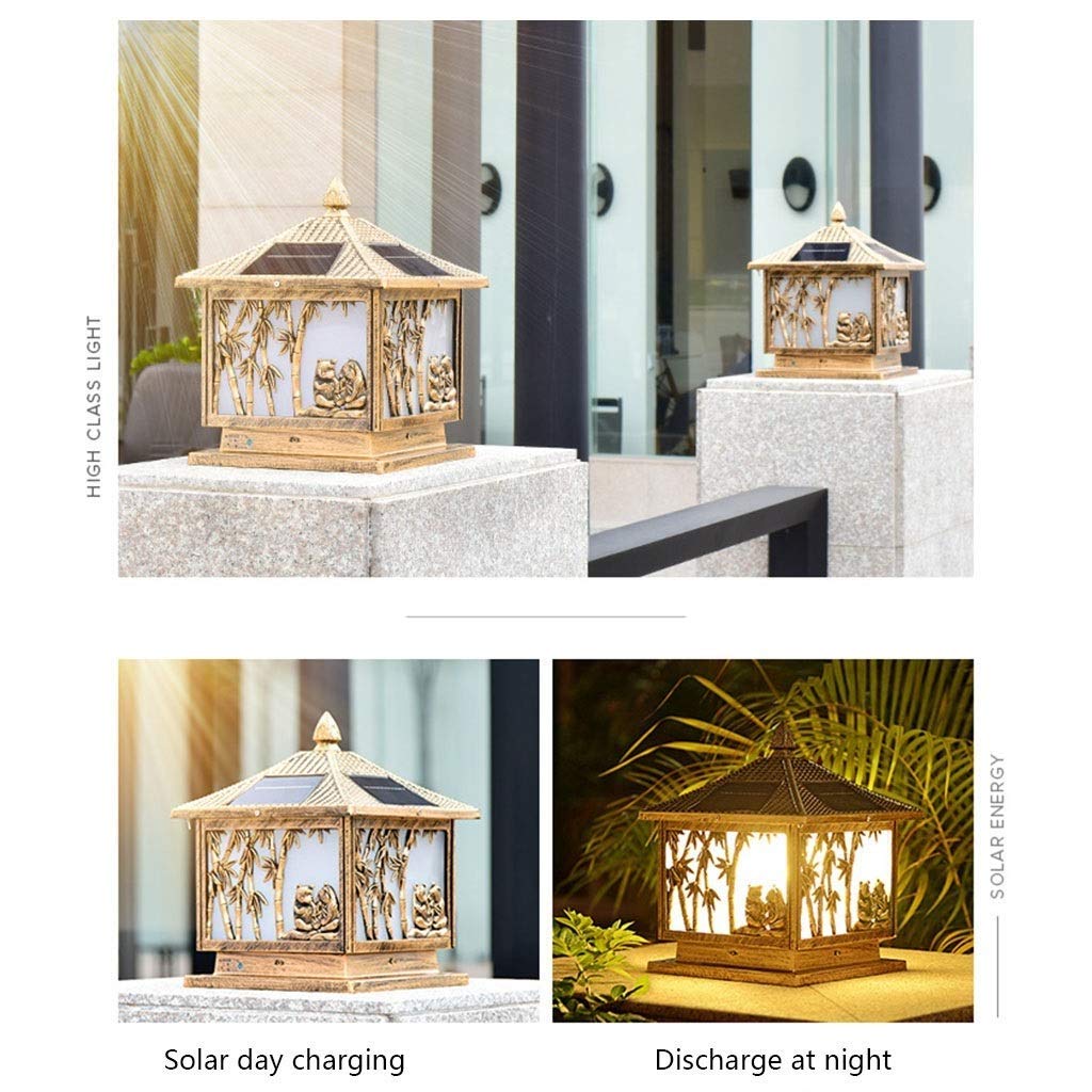 DIAOD Outdoor Lighting Solar Column Headlights Outdoor Waterproof Garden Lights Wall Pillar Headlights Villa Doorpost Lights Home Garden Viewing Lights with Remote Control (Size : M)
