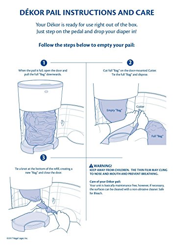 Diaper Dekor Plus Diaper Pail Biodegradable Refills | 2 Count | Most Economical Refill System | Quick & Easy to Replace | No Preset Bag Size – Use Only What You Need | Exclusive End-of-Liner Marking