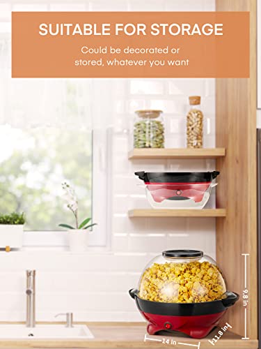 Popcorn Machine, 6.3 Qtrs./28 Cup Popcorn Maker, 800w Stir Crazy Popcorn Popper with Quick-Heat Technology, Removable Non-Stick Surface, Cool Touch Handles, Thicken Transparent Cover, 2 Measuring Cap