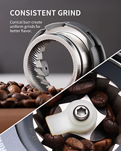 SHARDOR Conical Burr Coffee Grinder Electric for Espresso with Precision Electronic Timer, Touchscreen Adjustable Coffee Bean Grinder with 51 Precise Settings, Brushed Stainless Steel