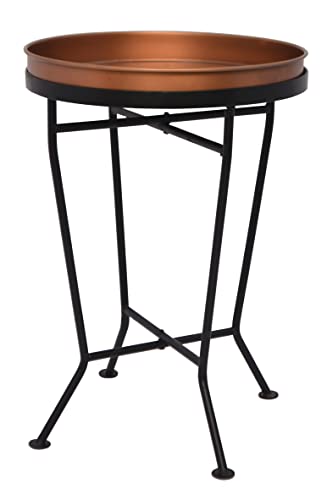 Organic Tattva Round Tray 10 inch with Black Metal Stand, Antique Copper Finish
