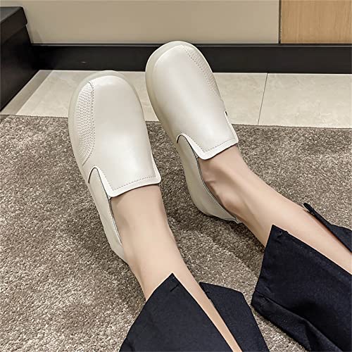 FASDNENDYS Fashion Summer and Autumn Women Casual Shoes Flat Soft Bottom Solid Color White and Comfortable Summer Sandals