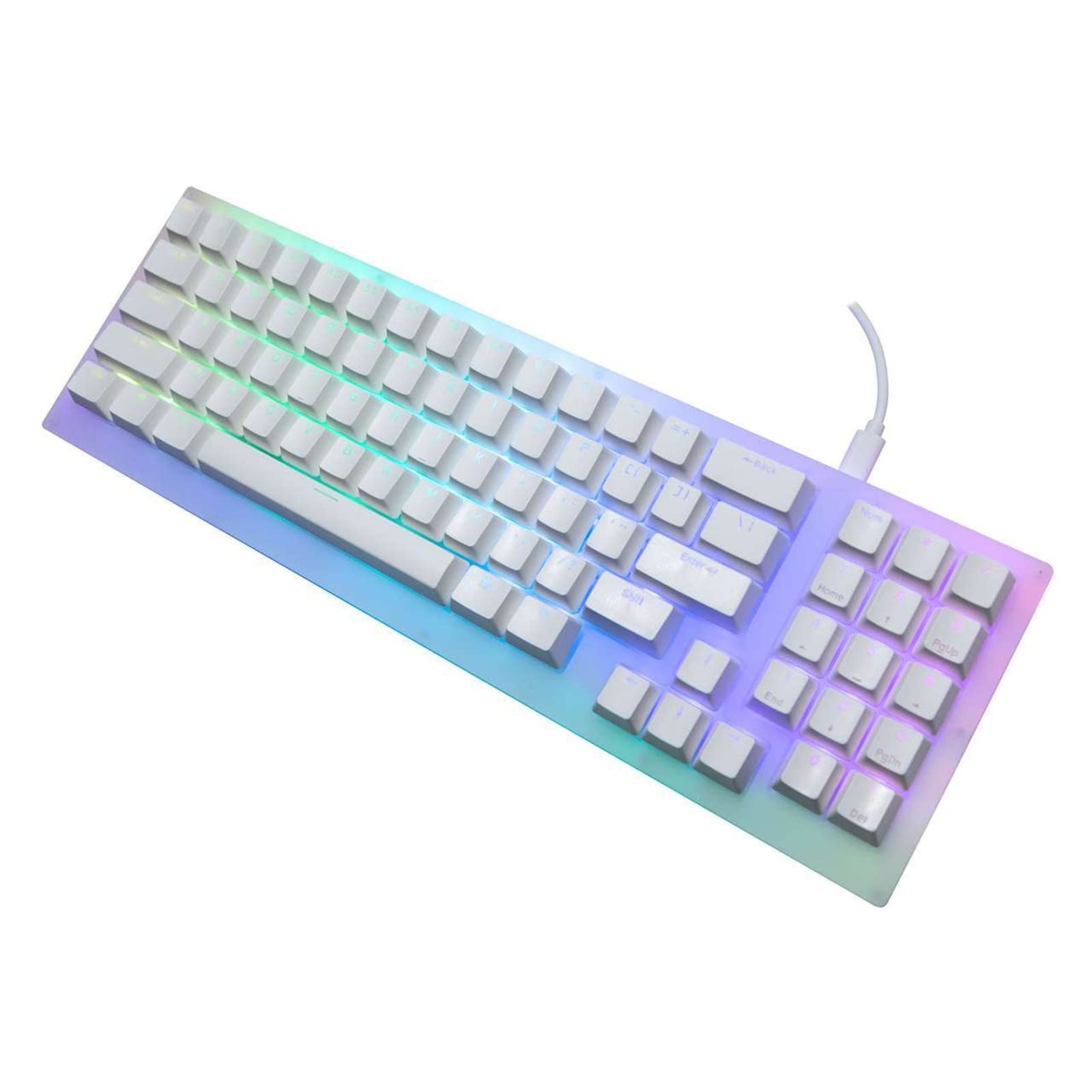 MARVOI Mechanical Keyboard 77 Keys Hot Swappable Mechanical Gaming Keyboard RGB Tyce-C Wired Gateron Switch NKRO Translucent Glass Base (Size : Brown Switch)