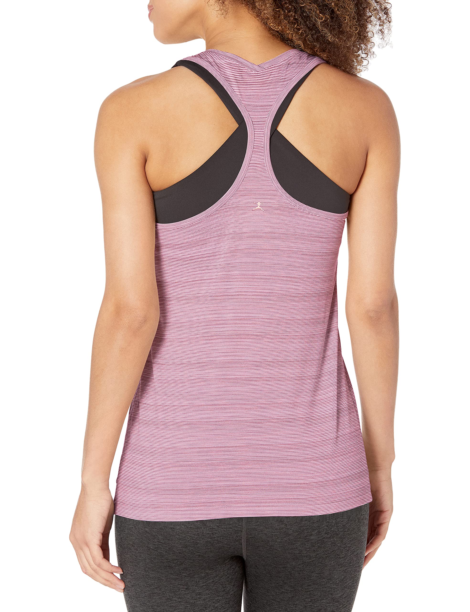 Danskin Women's Performance Fitted Racerback Tank Top, Fragrant Lilac Stripes, X-Large