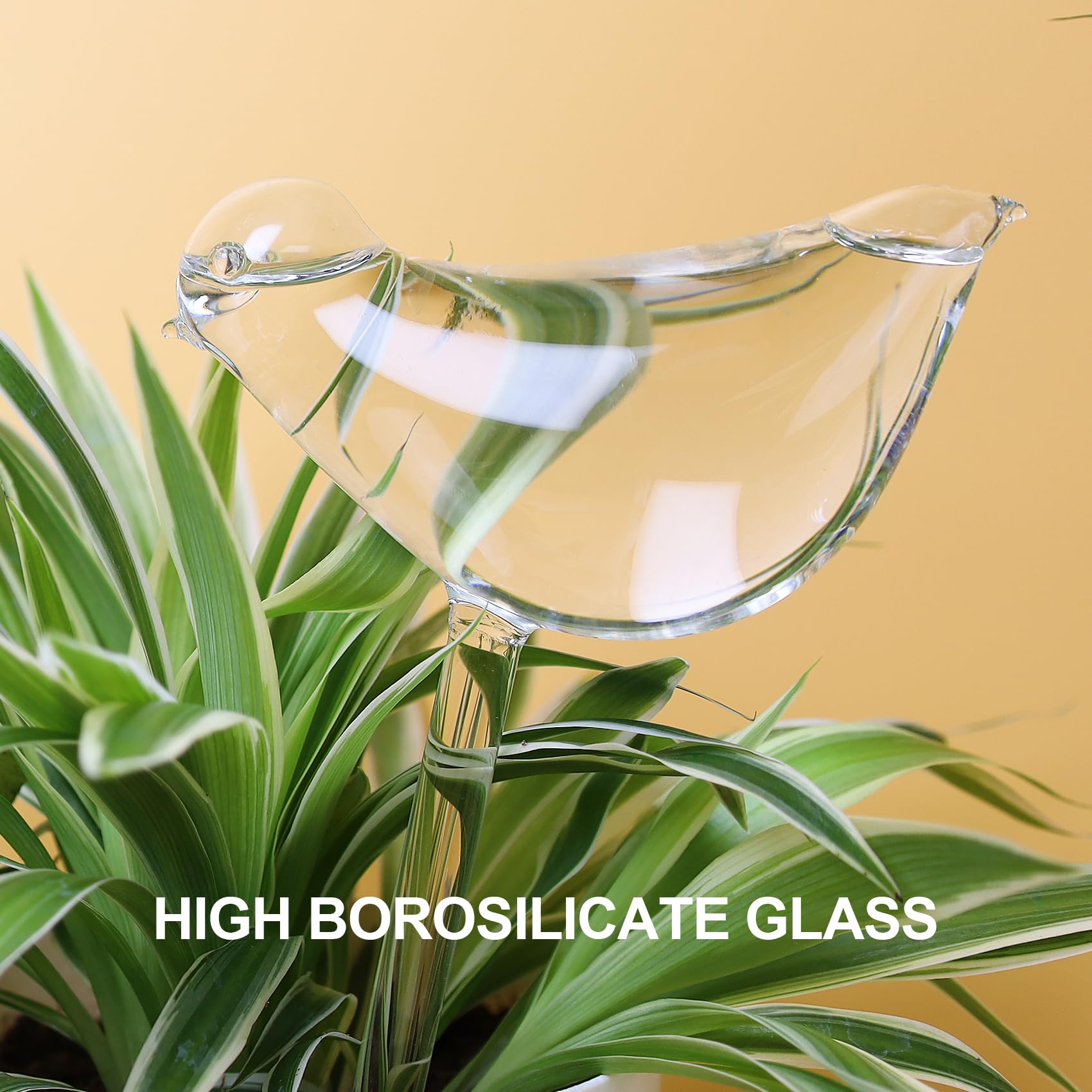 KiKiHeim Plant Watering Globes Self Watering Planter Insert, Clear Glass Bird Shape Water Bulbs, Self Watering Globes for Indoor Plants, Gifts for Plant Lovers