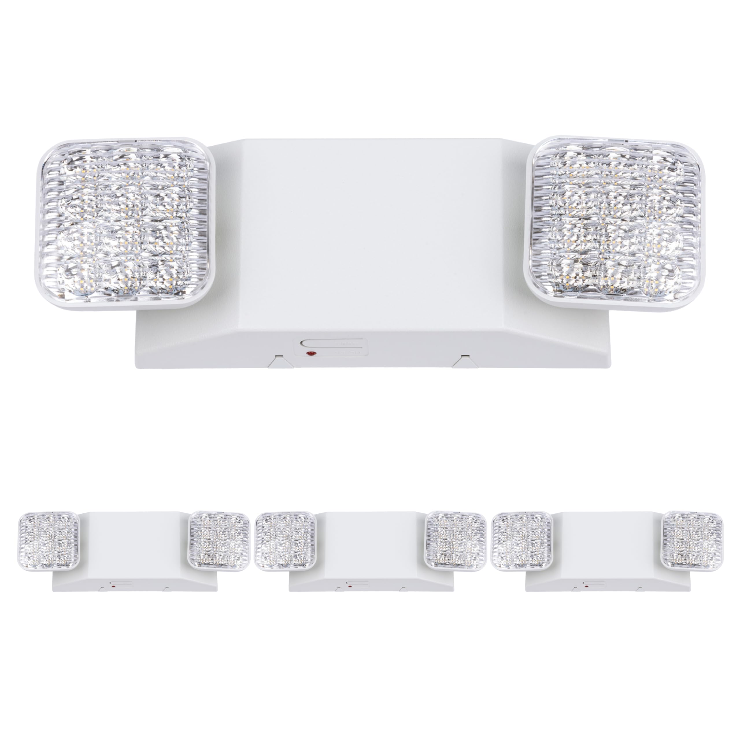 GRUENLICH LED Commercial Emergency Light with Dual Head and Backup Battery, US Standard, AC 120-277V, Hardwired Emergency Light Fixtures for Business Office Power Outages, 4-Pack